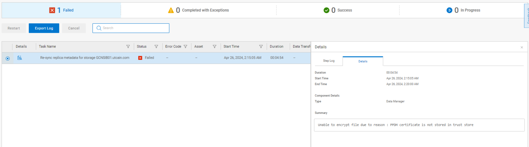 PPDM - Quick Recovery n’a pas pu se synchroniser avec l’exception : Le ...