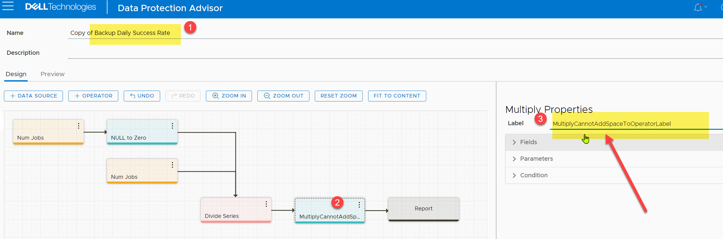 Data Protection Advisor (DPA): Space not allowed in operator Label for ...