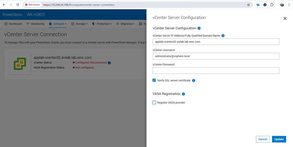 PowerStore: VMware vCenter disconnected in PowerStore after 5 minutes ...