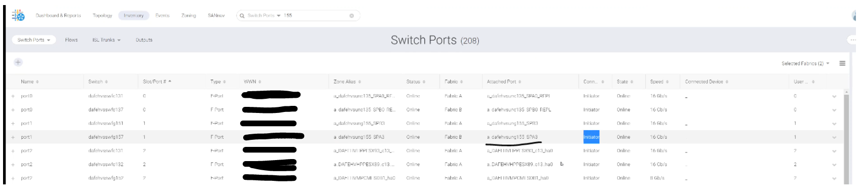 Connectrix Brocade SAN Navigator: SAN NAV inventory Tab shows incorrect ...