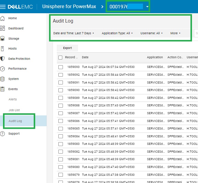How to view and download audit log from Unisphere for PowerMax GUI. | Dell US