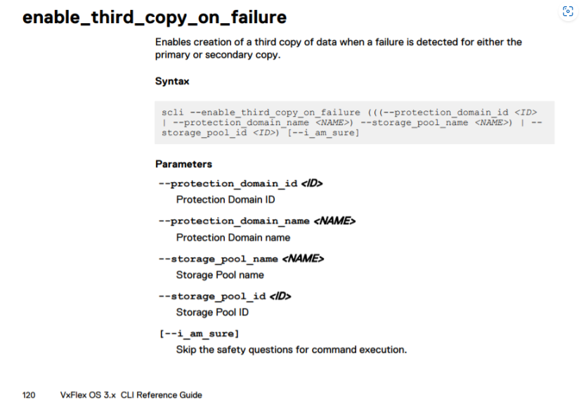 PowerFlex SCLI Reference Guide - enable or disable third_copy_on ...