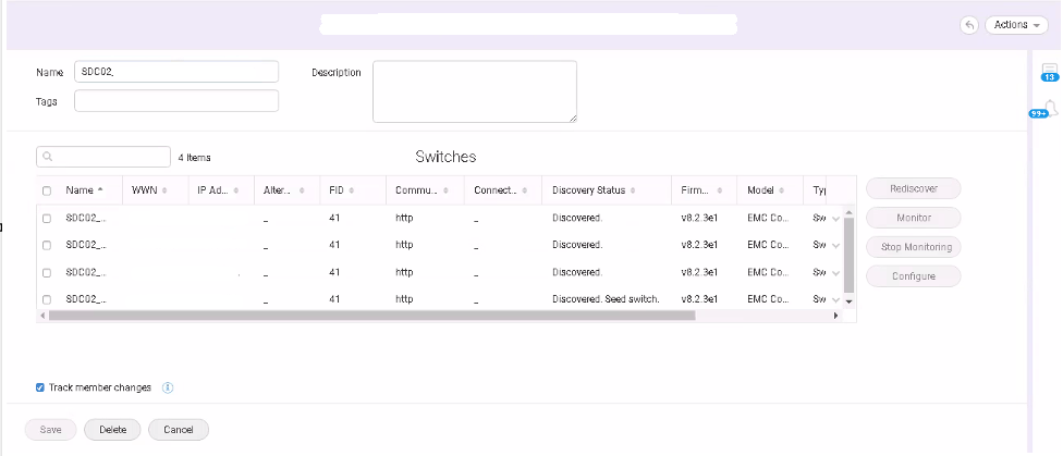 Connectrix SANnav: Fabric Discovered Switches facing intermittent HTTP ...