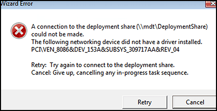 Microsoft Deployment Toolkit (MDT) is Unable to Connect to the ...
