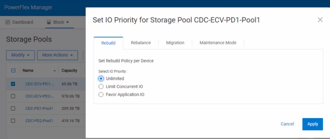 PowerFlex 4.x How to set I/O Priority for Storage Pools | Dell Israel