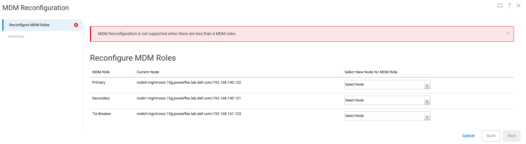 PowerFlex 4.x How to reconfigure MDM roles | Dell US