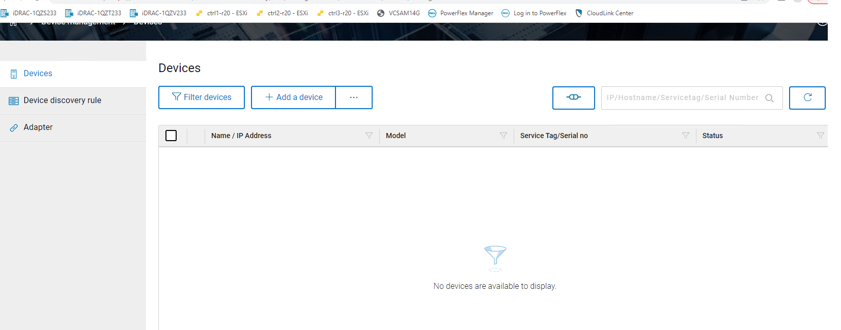 PowerFlex Manager: SCG Gateway shows no connected devices when ...