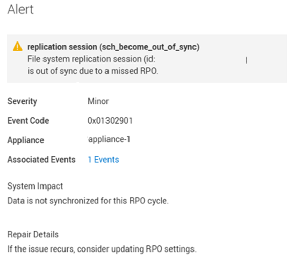PowerStore: Filesystem replication session is out of sync due to a missed RPO | Dell India