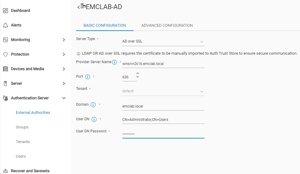 Networker Nwui How To Configure Adldap From The Networker Web User Interface Dell Us