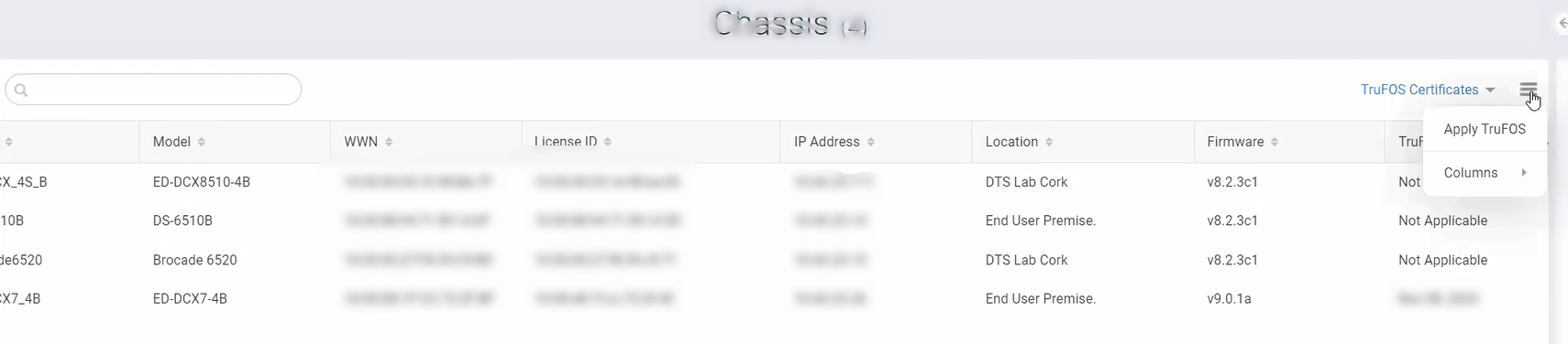 Connectrix Brocade B-Series: SANnav: SANNav GUI에서 Brocade 스위치에 TruFOS ...