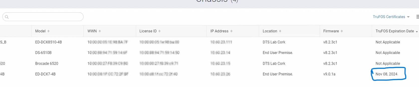 Connectrix Brocade B-Series: SANnav: SANNav GUI에서 Brocade 스위치에 TruFOS ...