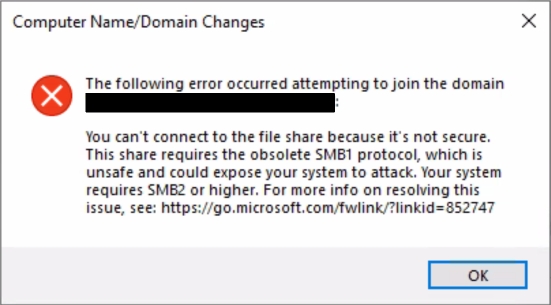 Unable to join Active Directory domain due to SMB version mismatch | Dell US
