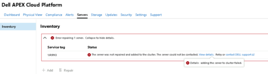 Dell APEX Cloud Platform for Microsoft Azure: Die Node-Reparatur ...