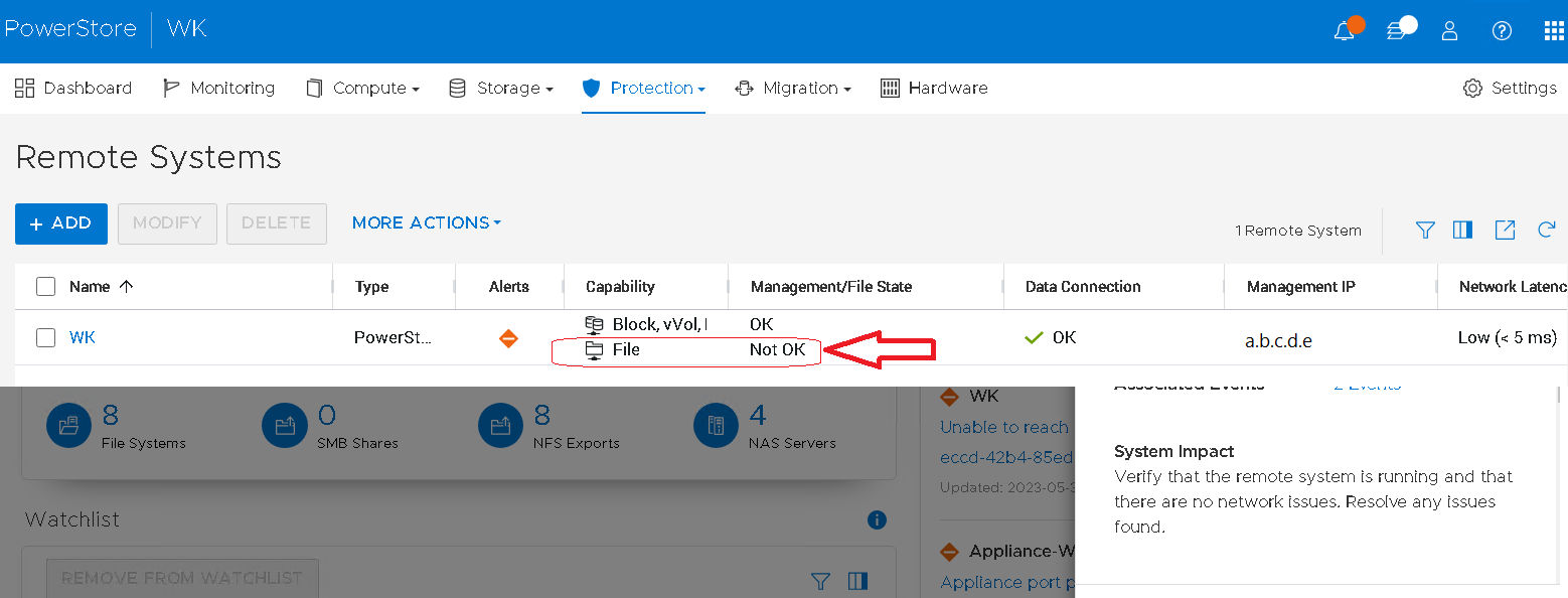 PowerStore: Add Remote System Results in "File Not OK," Unable to Reach Remote NAS System ...