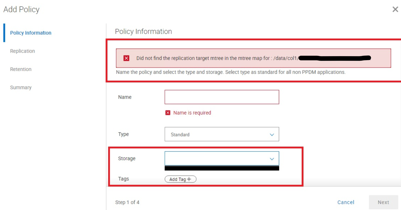 Powerprotect Cyber Recovery Creating A Cyber Recovery Manager Policy Fails With Error Did Not