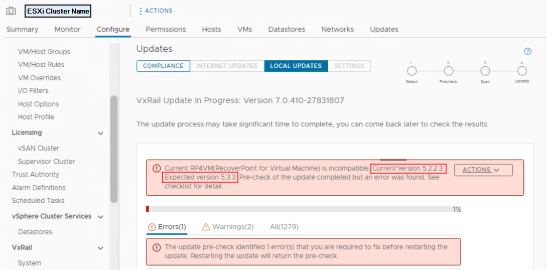 Dell VxRail und RecoverPoint for Virtual Machines: VxRail-Vorabprüfung ...