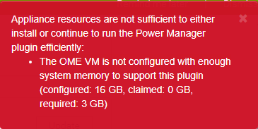 OpenManage Enterprise Console and Plugins window shows 'This plug-in ...