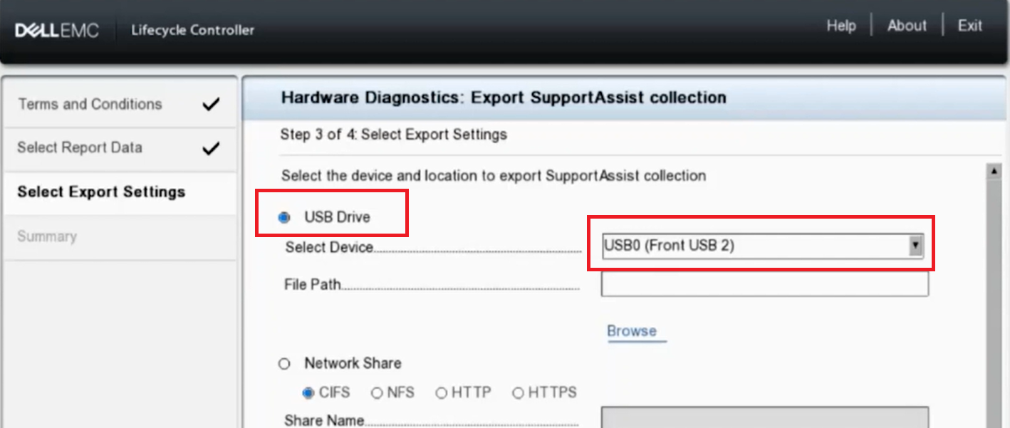 iDRAC 9搭載Server向け: Lifecycle ControllerよりSupportAssist CollectionをUSB ...