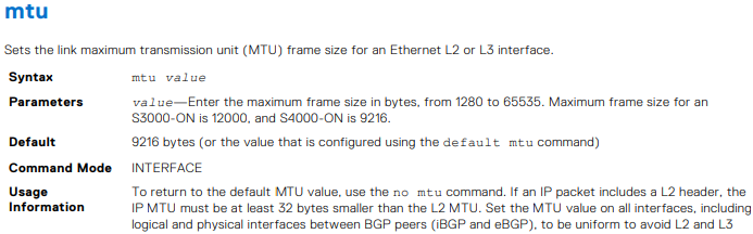 OS10: Introducción a la configuración de MTU | Dell España