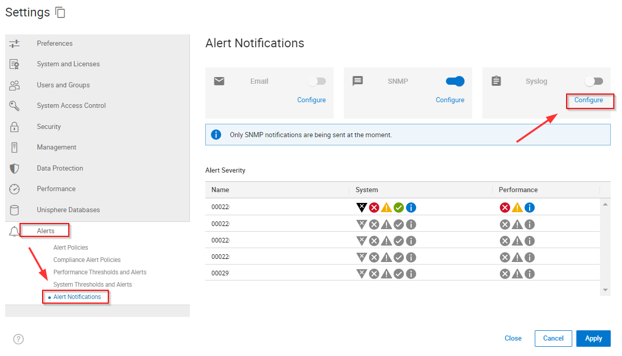 Unisphere For PowerMaxを使用してPowerMax2500/8500の標準syslogを設定する方法 | Dell 日本