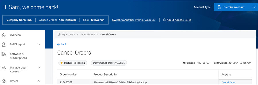 Dell Premier - Order History | Dell US