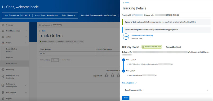 Dell Premier - Order History | Dell US