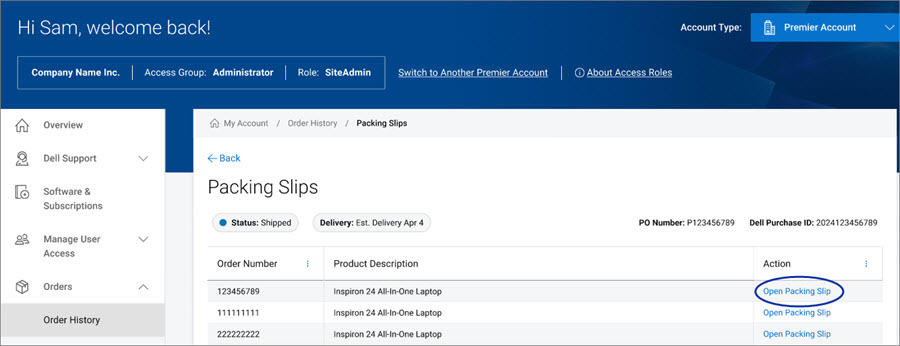 Dell Premier - Order History | Dell US