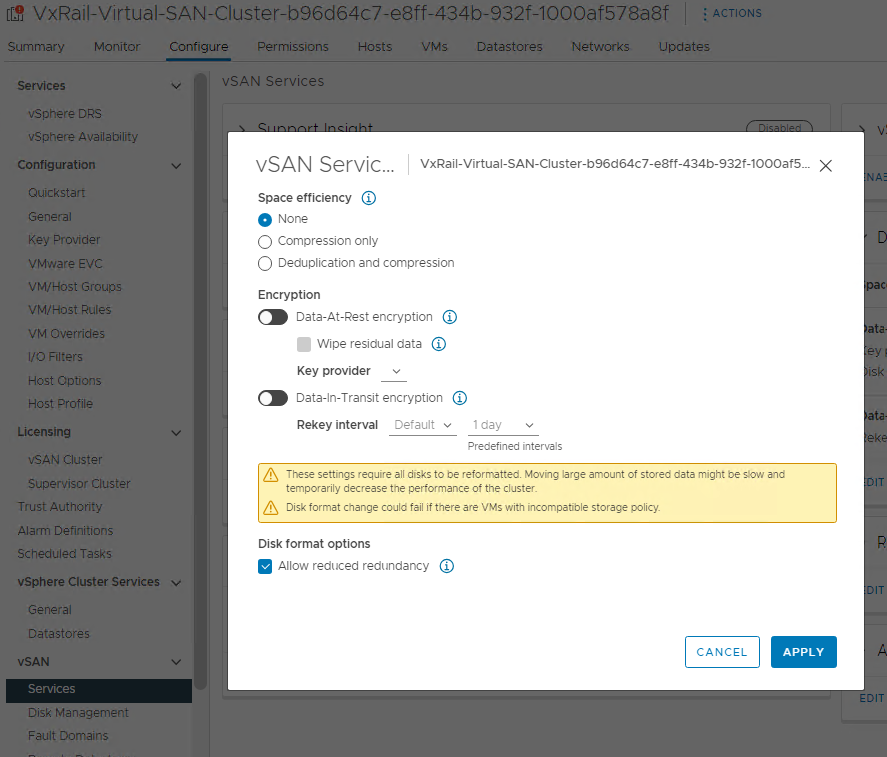 VMware: VSAN Deduplication and Compression is enabled, but should be disabled | Dell US