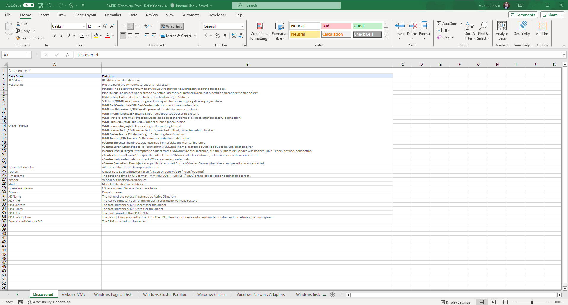 Live Optics, RAPID Discovery: RAPID Discovery Excel Definitions | Dell ...
