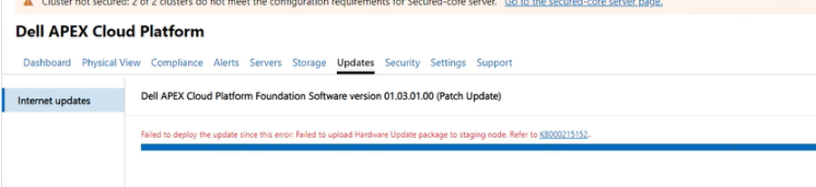 Dell APEX Cloud Platform: Failed to upload Hardware Update package to staging node | Dell Sri Lanka