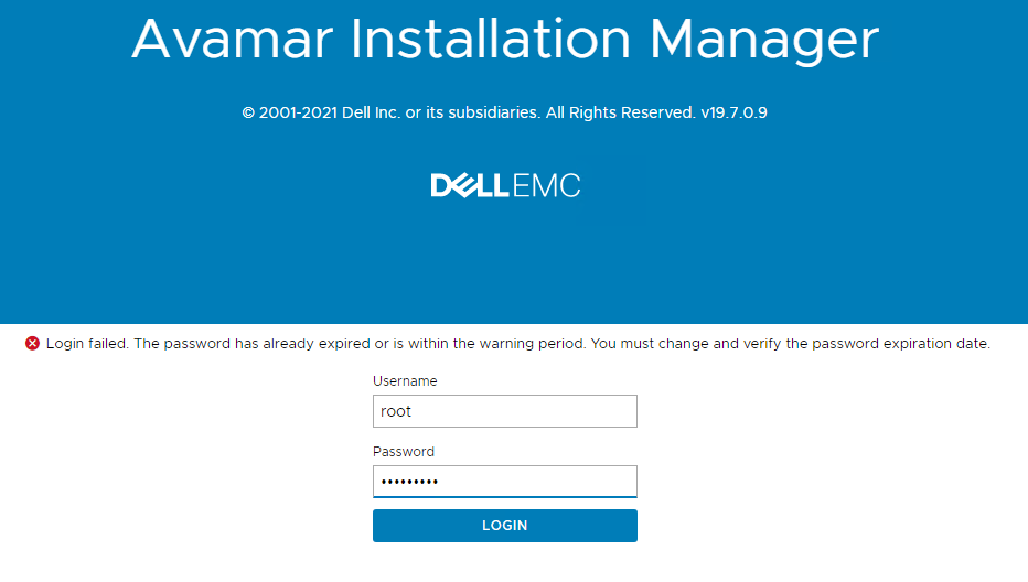 NetWorker Virtual Edition: Unable to Log in to the NetWorker Installation Manager (AVI webpage ...