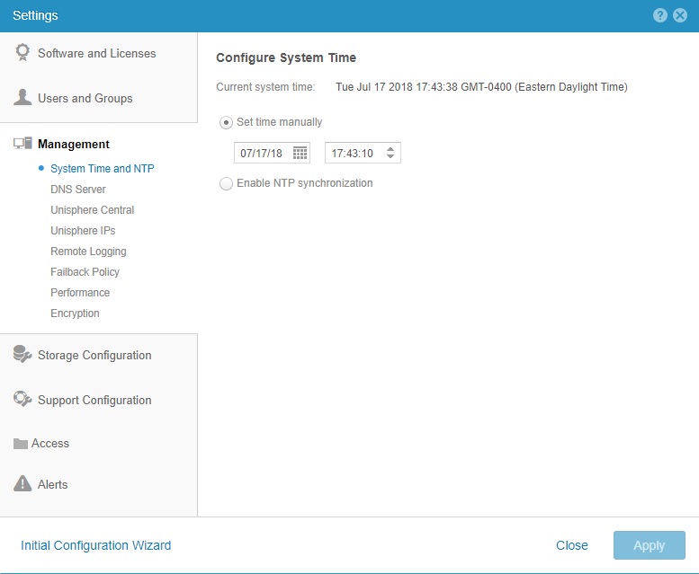 Dell Unity: How to change System Time from 'Set time manually' option ...