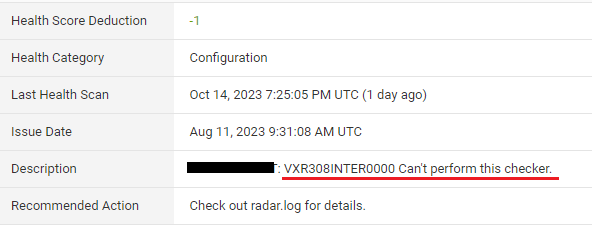 Dell VxRail: CloudIQ health score deduction due to VXR308INTER0000 ...