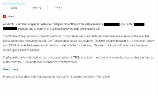Powerprotect Data Manager Tdsm Backup Configuration For A Vm Fails With 6047