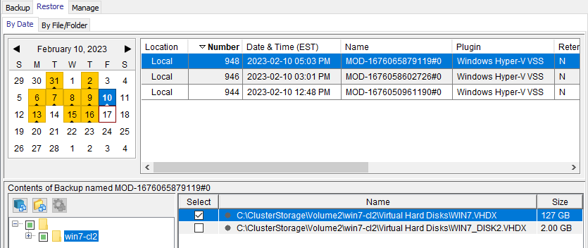 When doing a Hyper-V VSS VM restore, the virtual machine files are ...