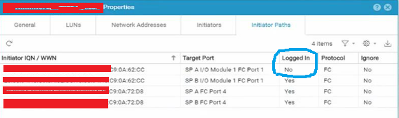 Dell Unity: La ruta del iniciador no inició sesión en HBA Emulex con el ...