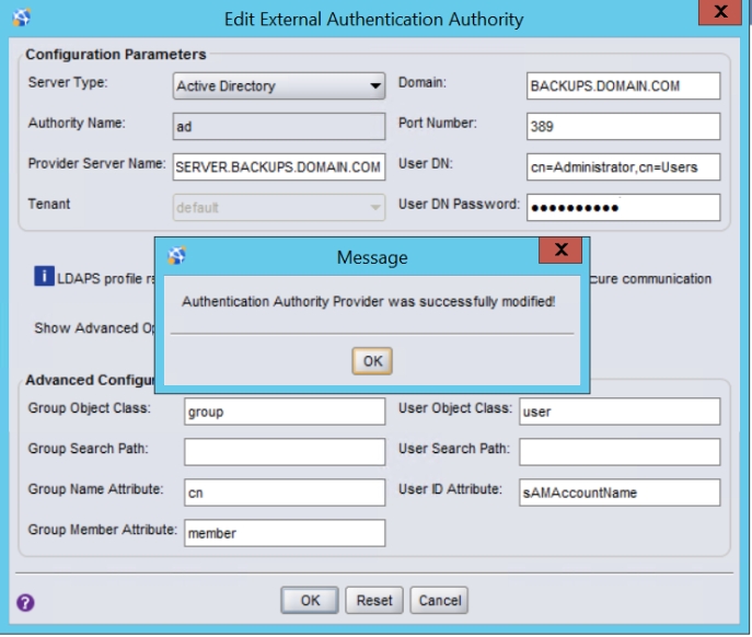 Networker：ad Ldap 集成失败，出现 Ldap 错误 49 Data 52e（无效凭据） 400 Dell 中国
