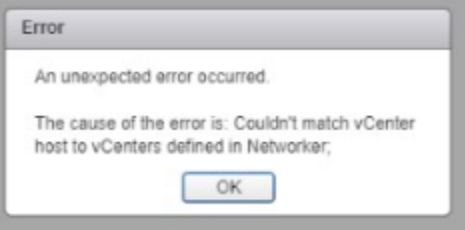vProxy: vSphere plug-in fails to connect with "Couldn't match vCenter host to vCenters defined ...