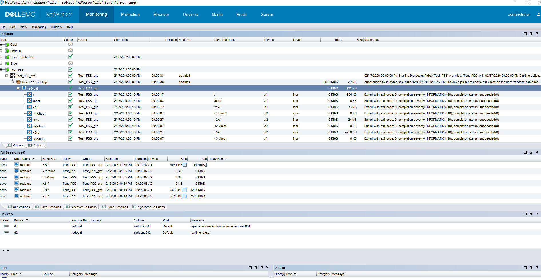 NetWorker 19.2 - NMC Monitoring displays stale save sessions when PSS ...