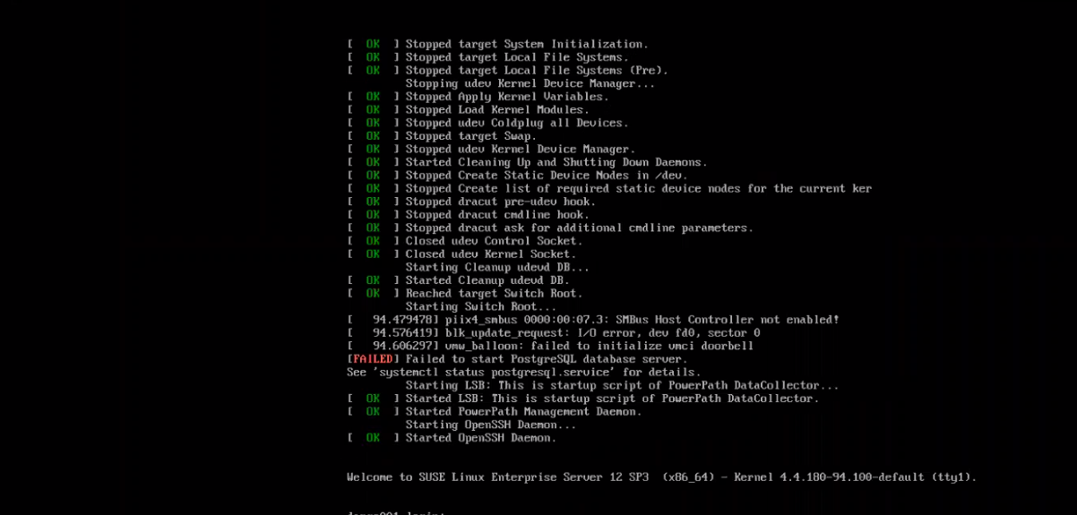PPMA GUI is inaccessible and PPMA VM Console shows "Failed to start PostgreSQL database server ...
