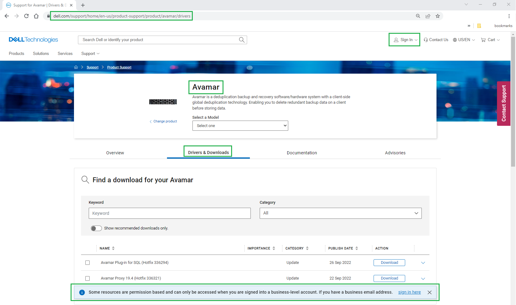 Avamar: How to find and download a product hotfix, patch, install or ...