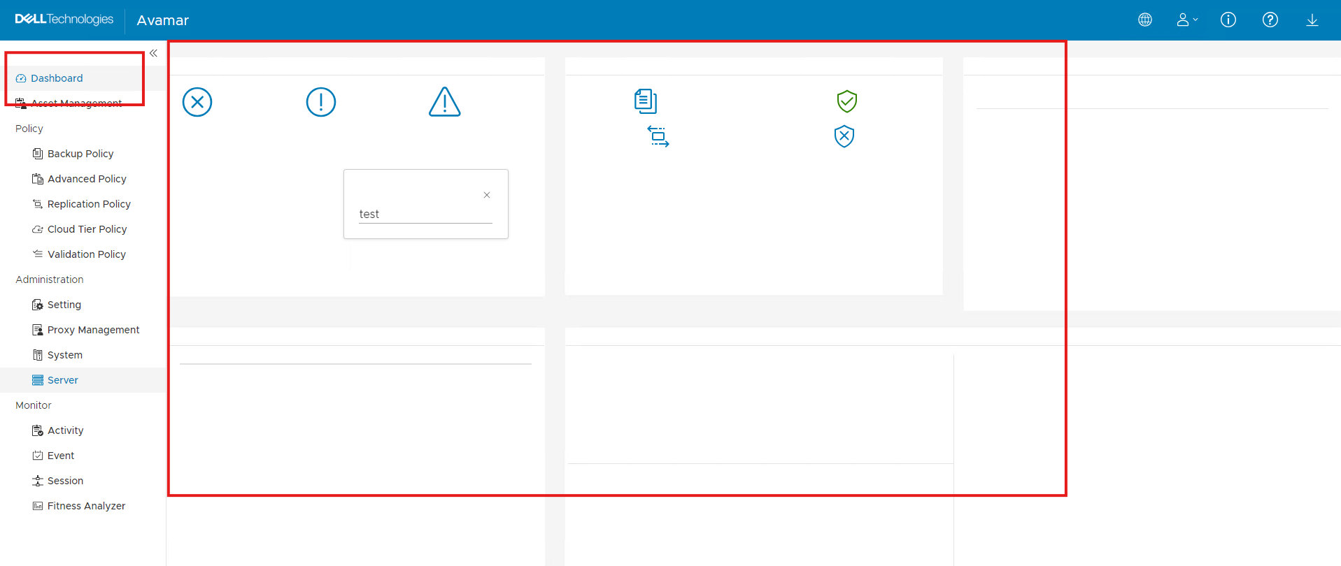 Avamar: AUI would get stuck when opening the Name filter option under ...