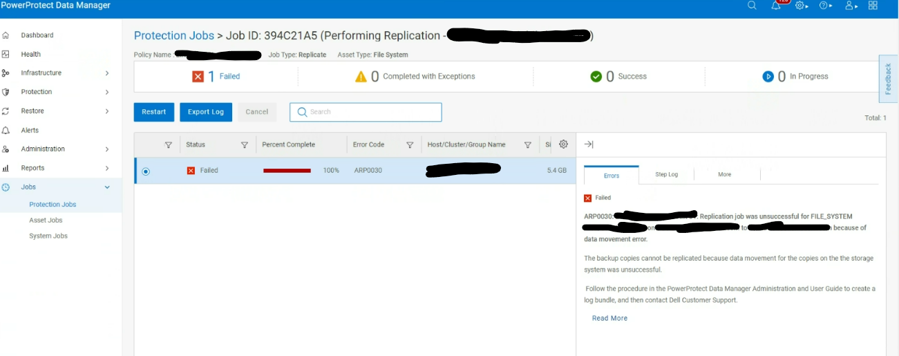 Ppdm Arp0030 Replication Job Was Unsuccessful Because Of Data Movement Error Dell Australia