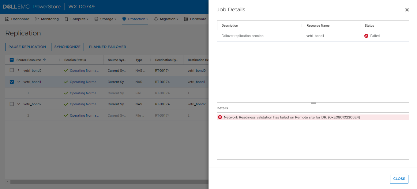 PowerStore: PUHC(Pre-Upgrade Health Check)에서 NAS 복제 세션에 대한 인터페이스 불일치 감지 | Dell 대한민국