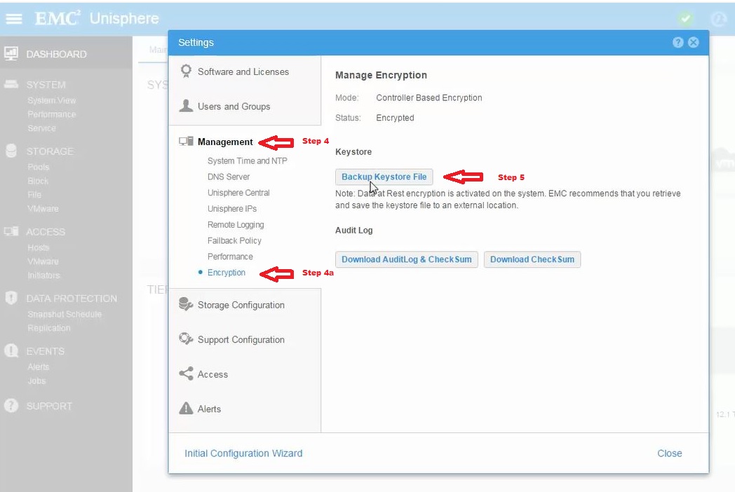 Dell Emc Unity Vnx How To Backup Dre Data At Rest Encryption Key Keystore File User