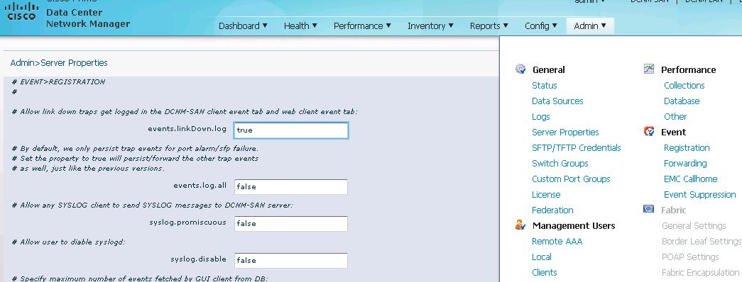 Cisco software : Data Center Network Management (DCNM) switch interface ...