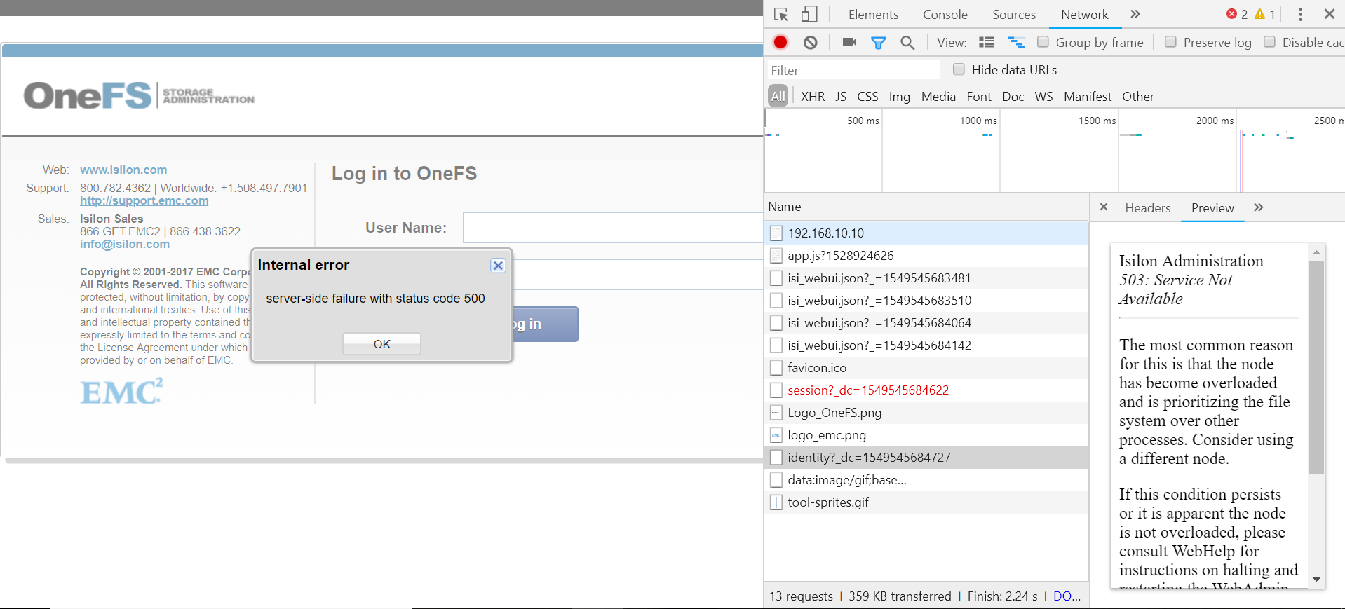{ISILON} 8.0+ Impossible d’utiliser l’interface Web OneFS en raison de ...
