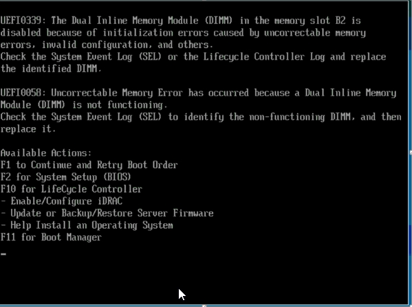 IDPA: DP4400 DIMM in memory slot is disabled or missing | Dell US
