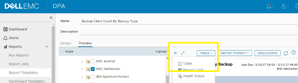 Data Protection Advisor: Resumir los clientes de NetWorker según el ...