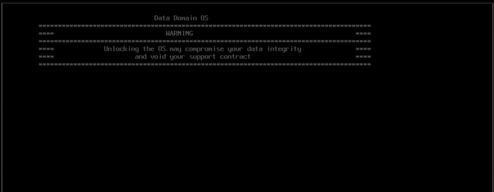Data Domain — console virtual do iDRAC DD3300 mostrando que desbloquear ...
